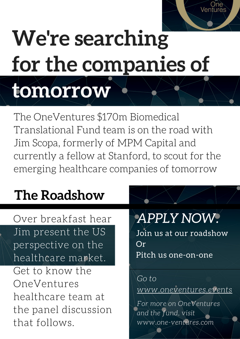 OneVentures Healthcare Roadshow: 7, 8 and 11 September — OneVentures